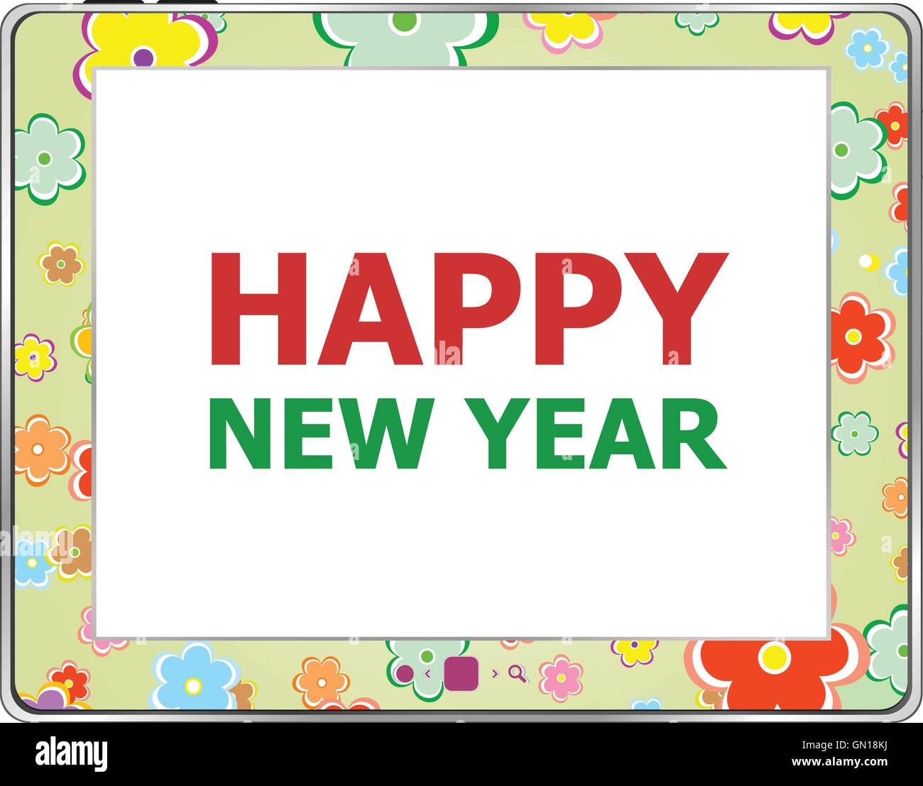 Smart phone with Vector Happy New Year greetings on the screen, Vector ...