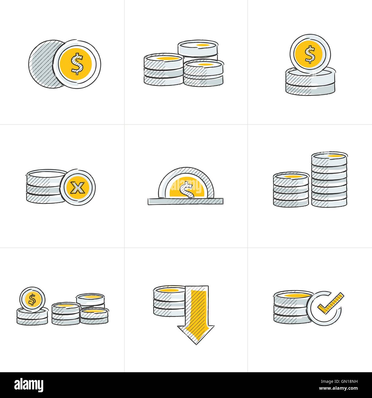 Coins Icons Set art design Stock Vector Image & Art - Alamy