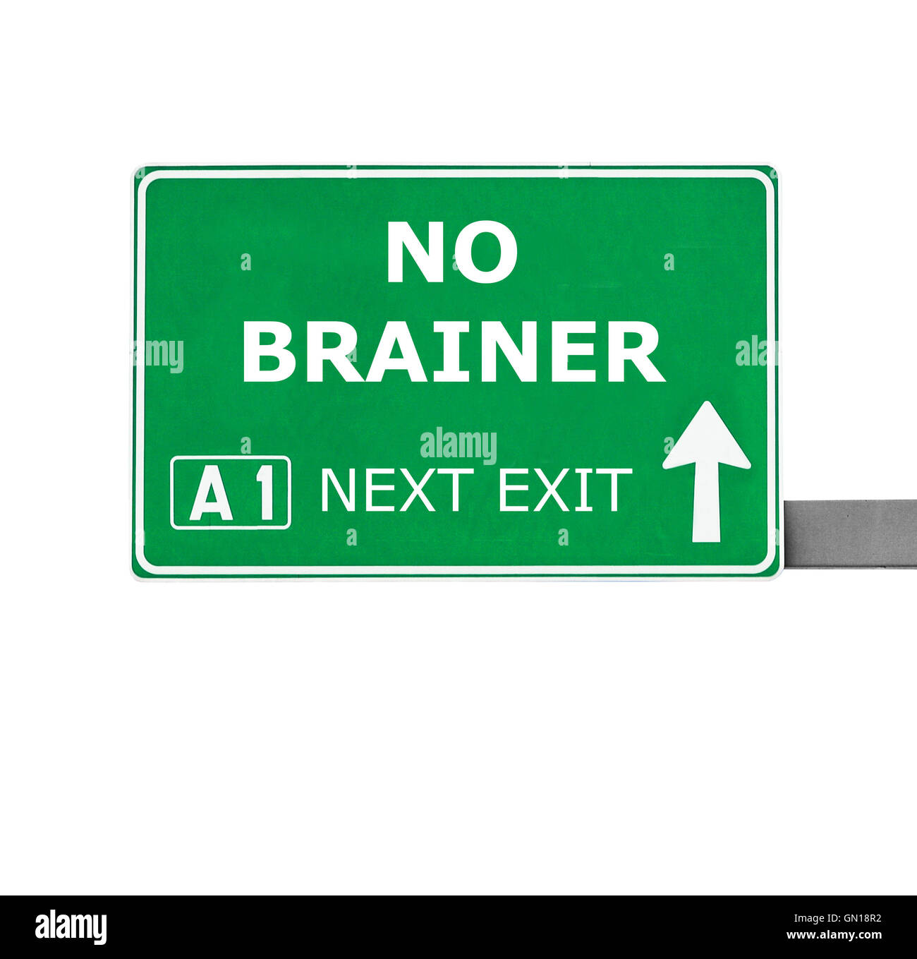 NO BRAINER road sign isolated on white Stock Photo - Alamy