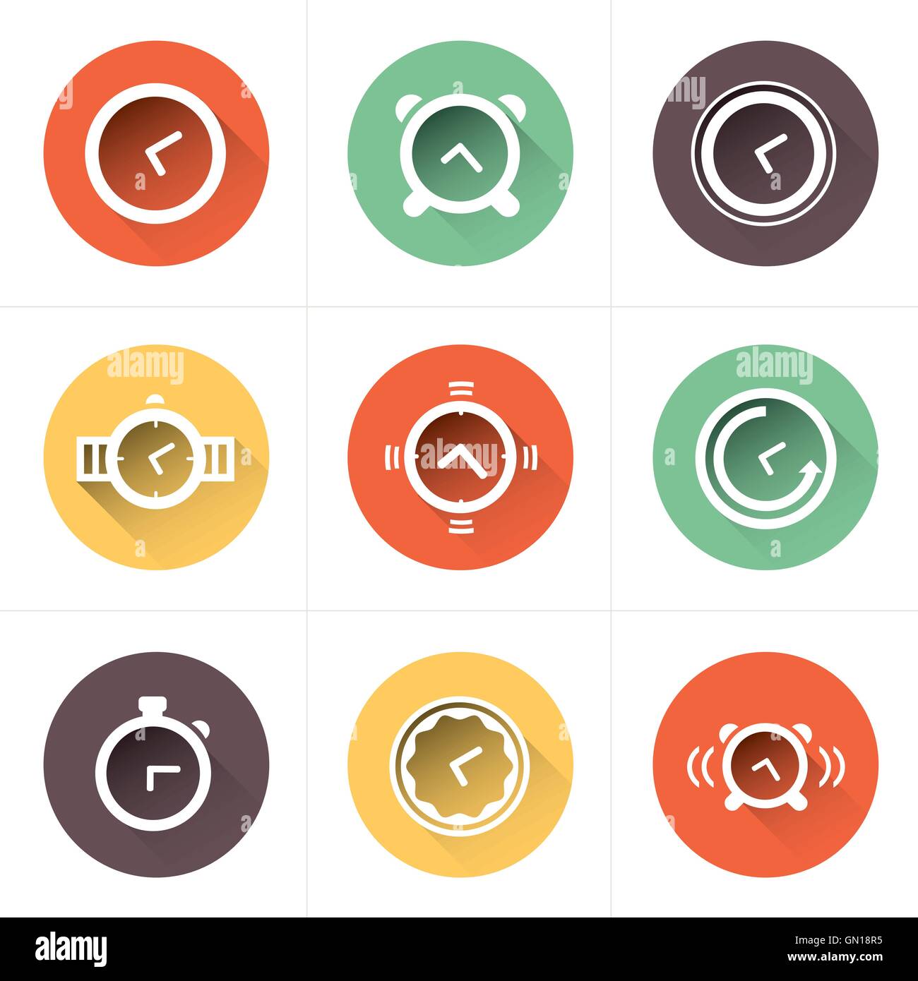 Time Clock Icons Set flat 4 color Stock Vector Image & Art - Alamy