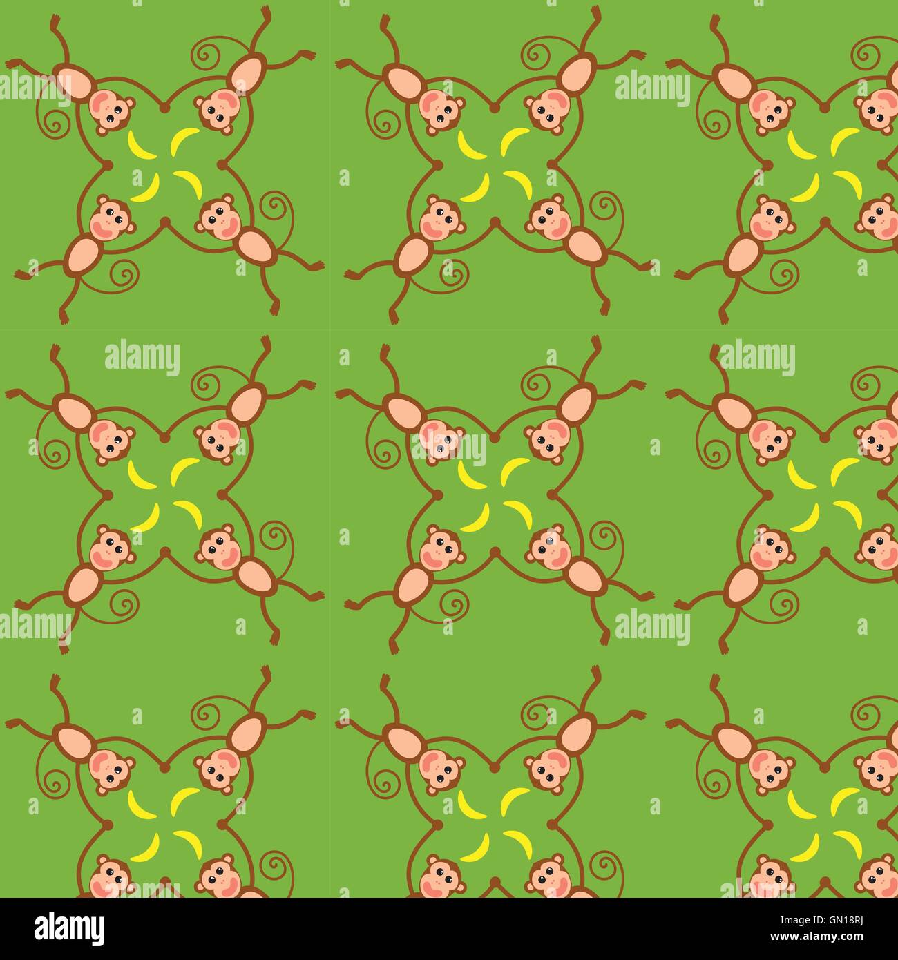 Cute happy monkey pattern Stock Vector Image & Art - Alamy