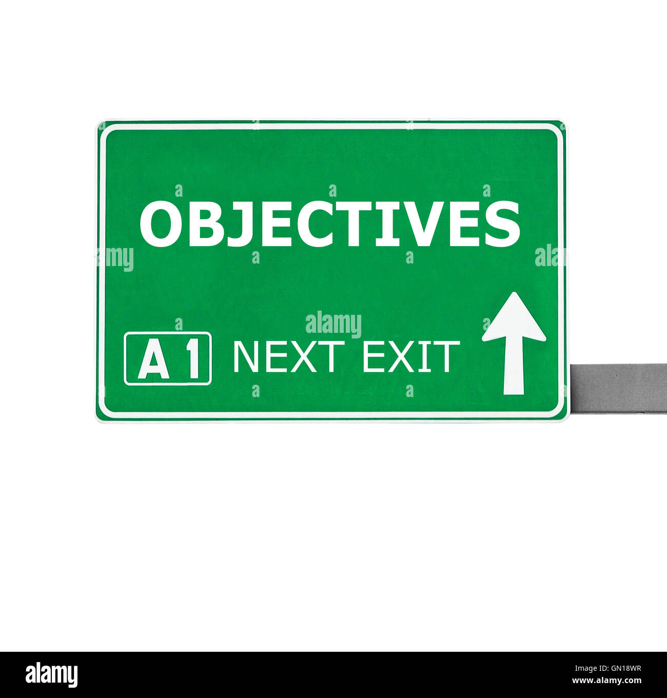 OBJECTIVES road sign isolated on white Stock Photo - Alamy