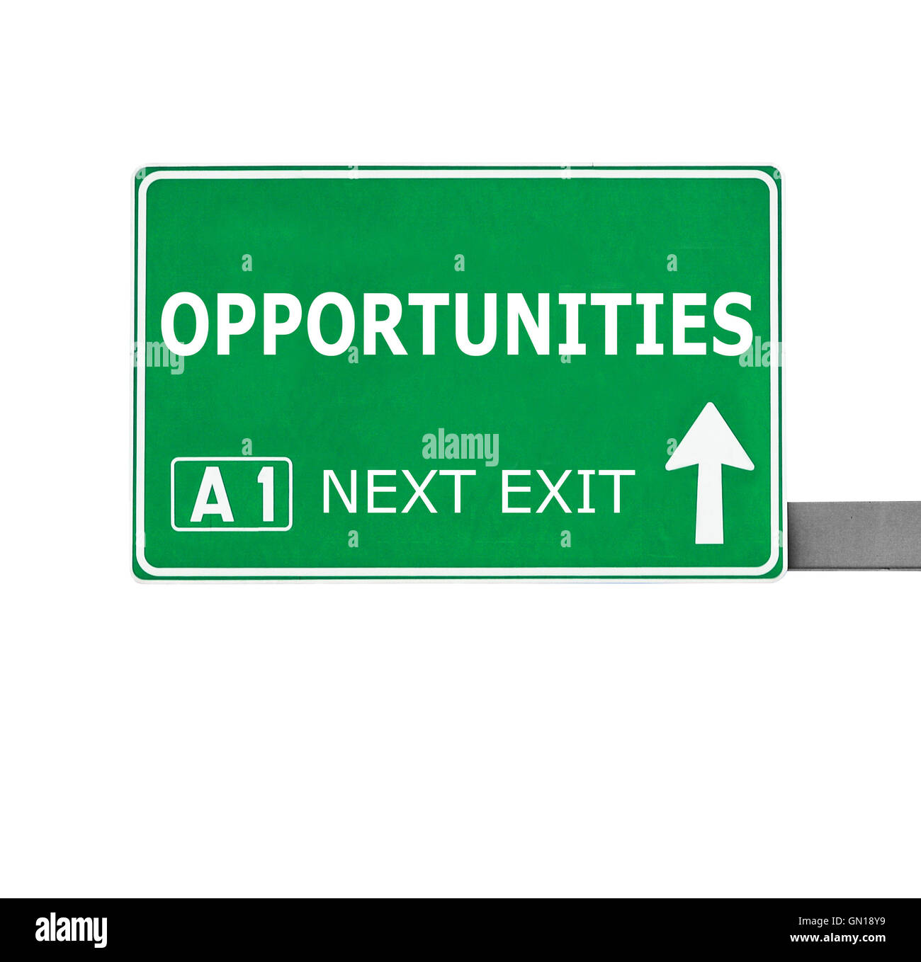 OPPORTUNITIES road sign isolated on white Stock Photo - Alamy