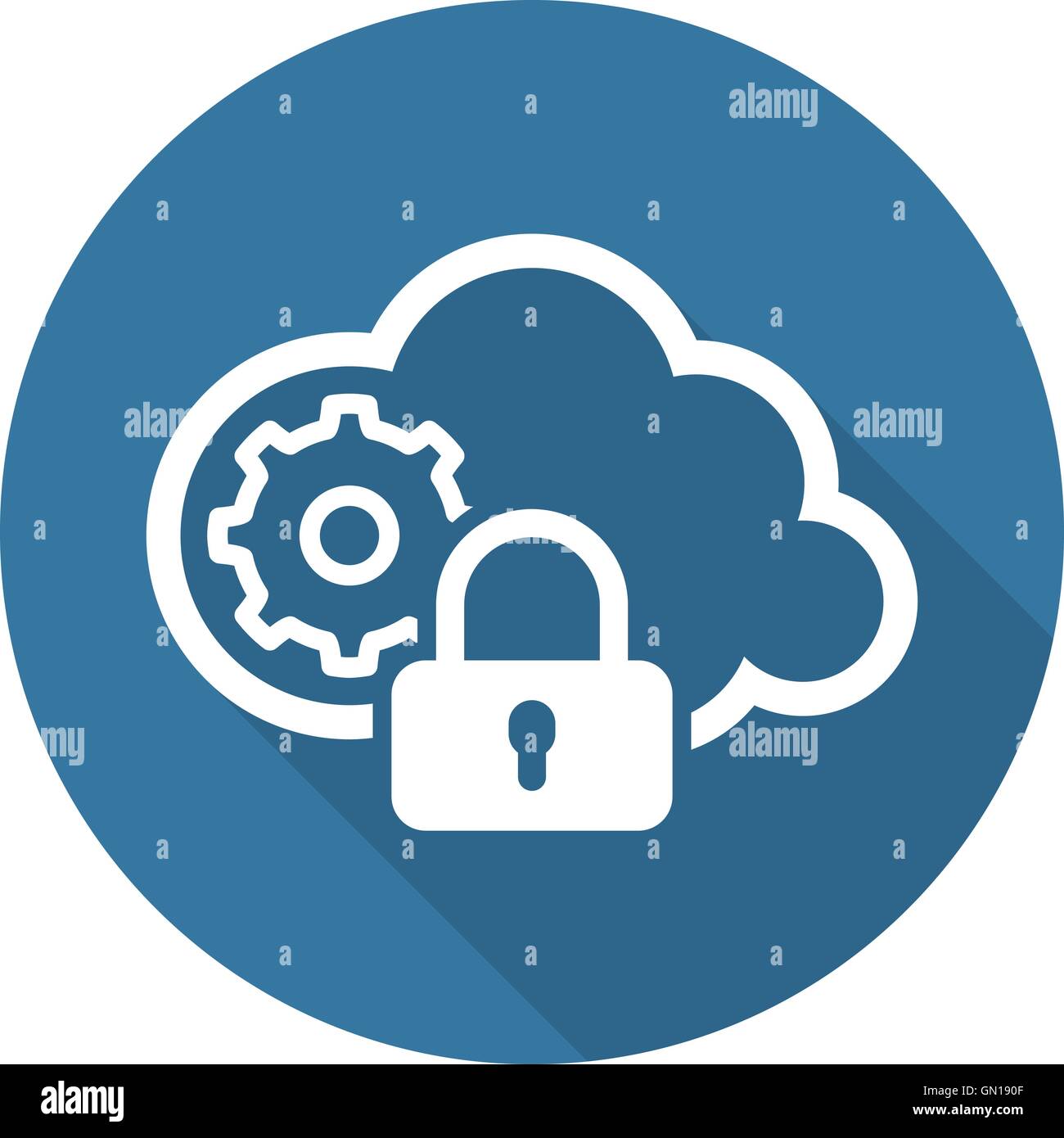 Secured Cloud Processing Icon. Flat Design Stock Vector Image & Art - Alamy