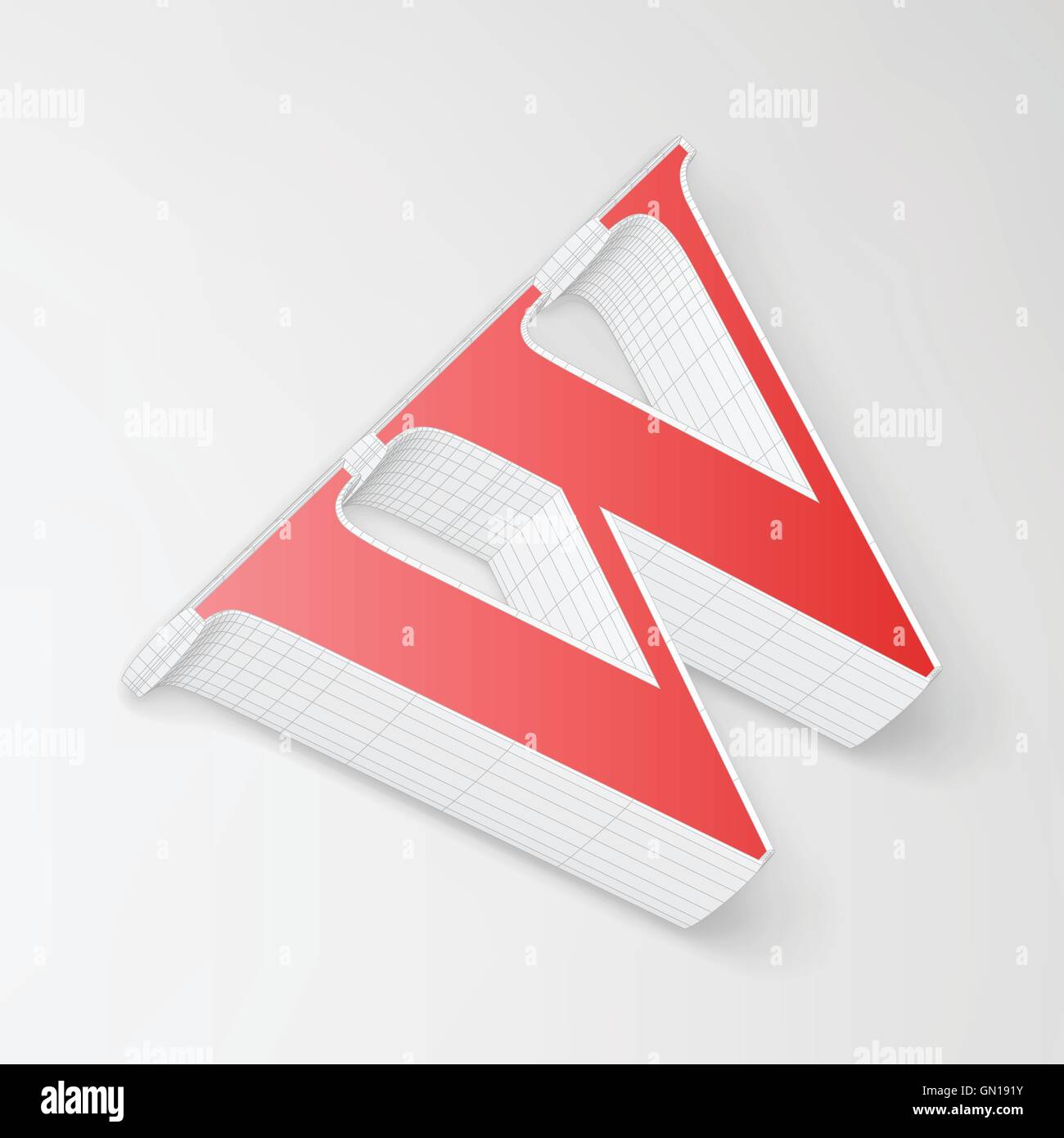 Alphabet collection: wireframe of 3d character W, vector Stock Vector ...