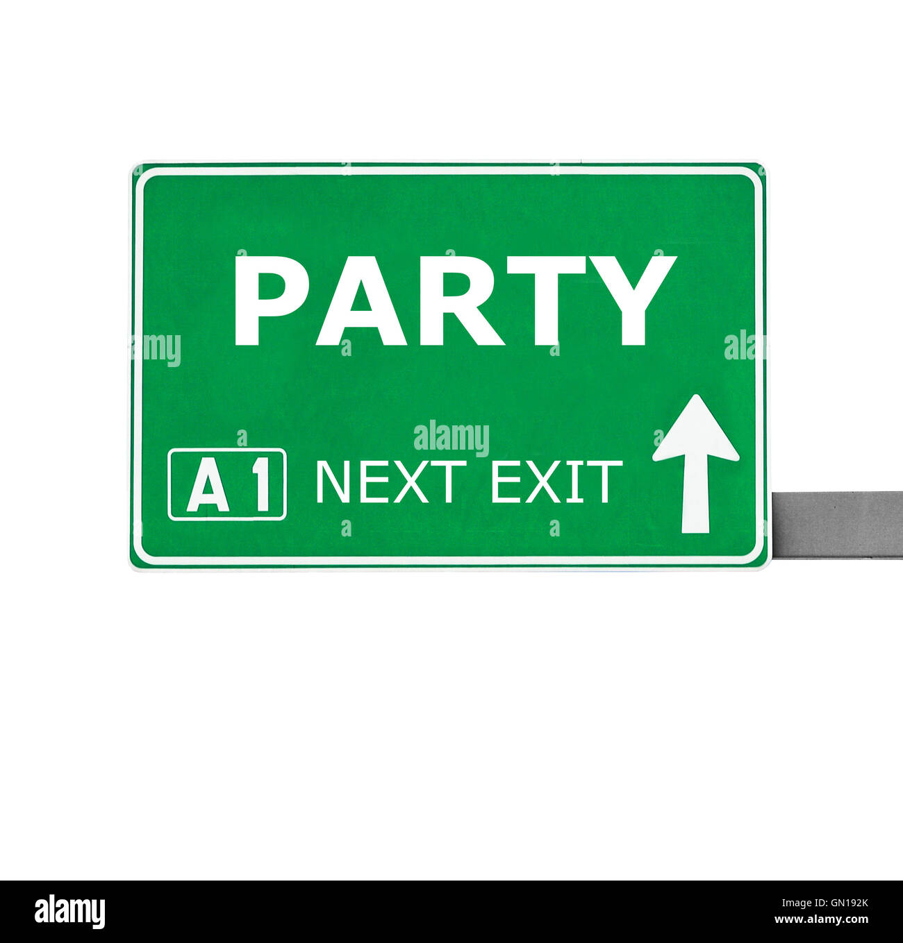 PARTY road sign isolated on white Stock Photo - Alamy