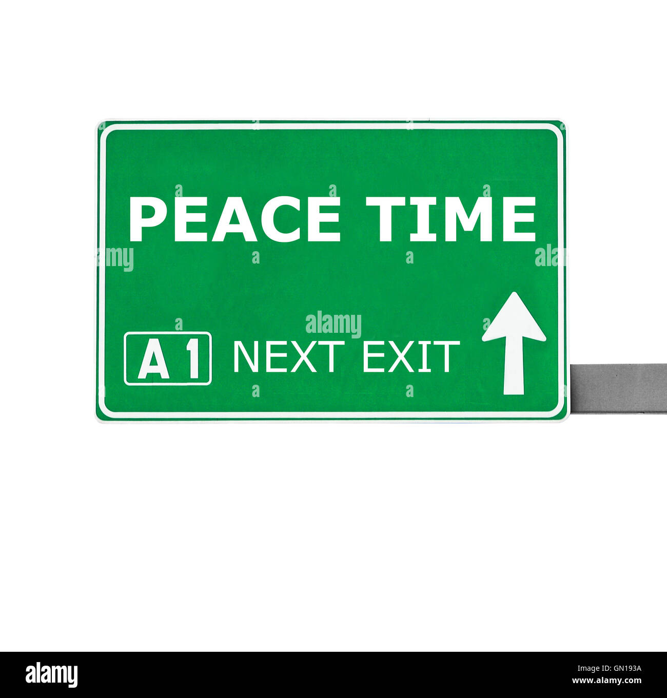 PEACE TIME road sign isolated on white Stock Photo - Alamy