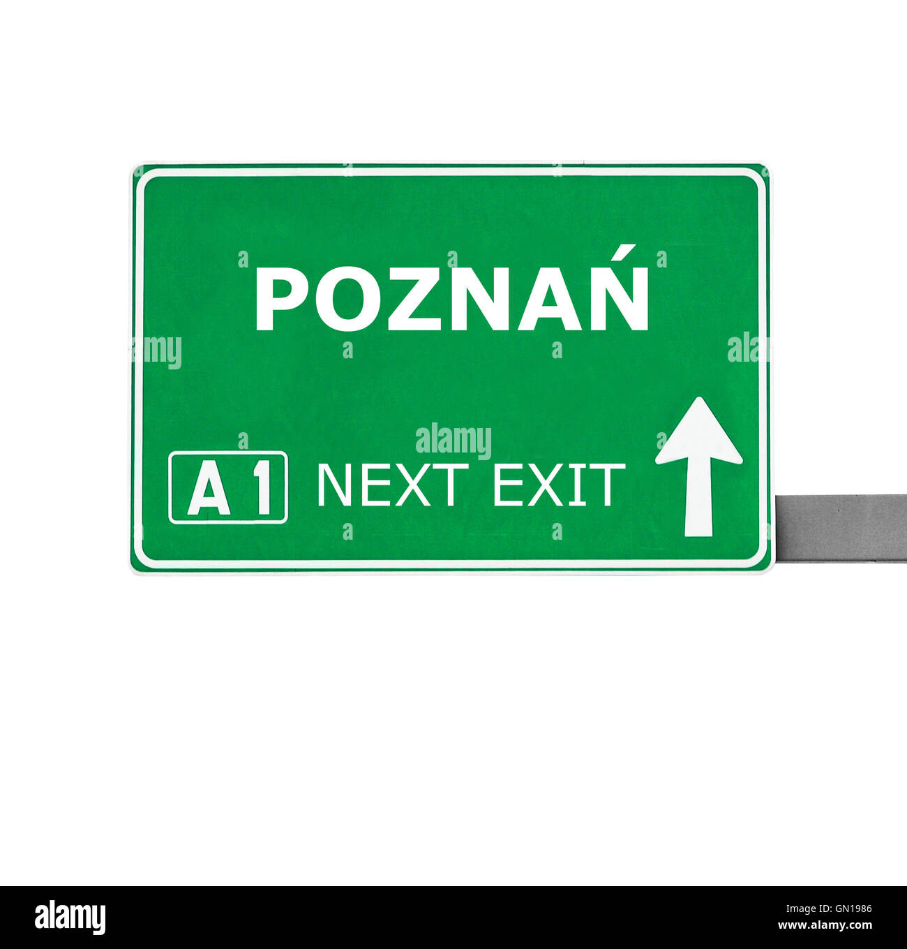 POZNAN road sign isolated on white Stock Photo - Alamy