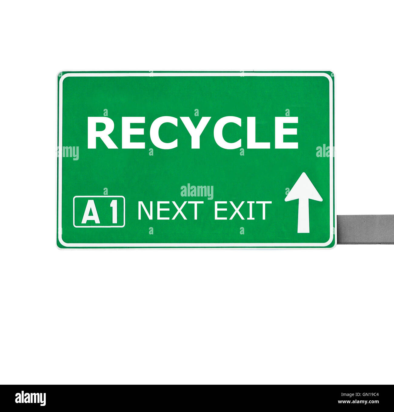 RECYCLE road sign isolated on white Stock Photo - Alamy