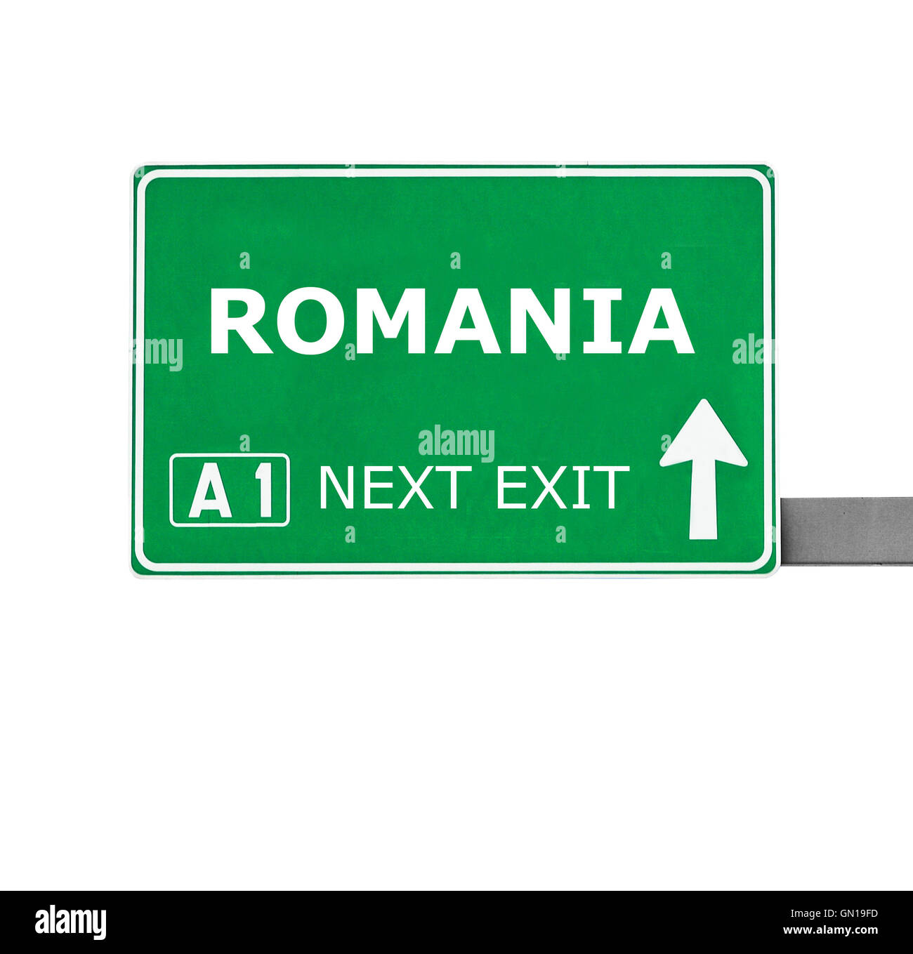 ROMANIA road sign isolated on white Stock Photo - Alamy