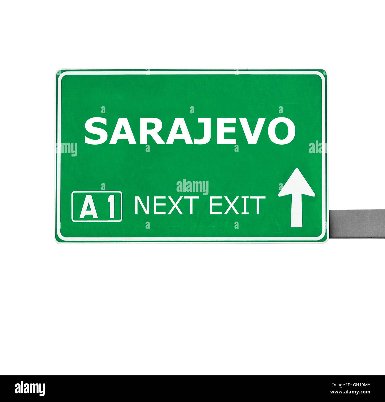 SARAJEVO road sign isolated on white Stock Photo - Alamy