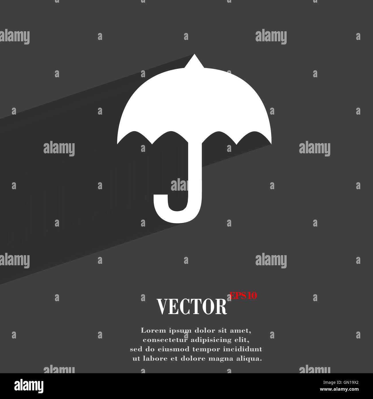 umbrella symbol Flat modern web design with long shadow and space for ...