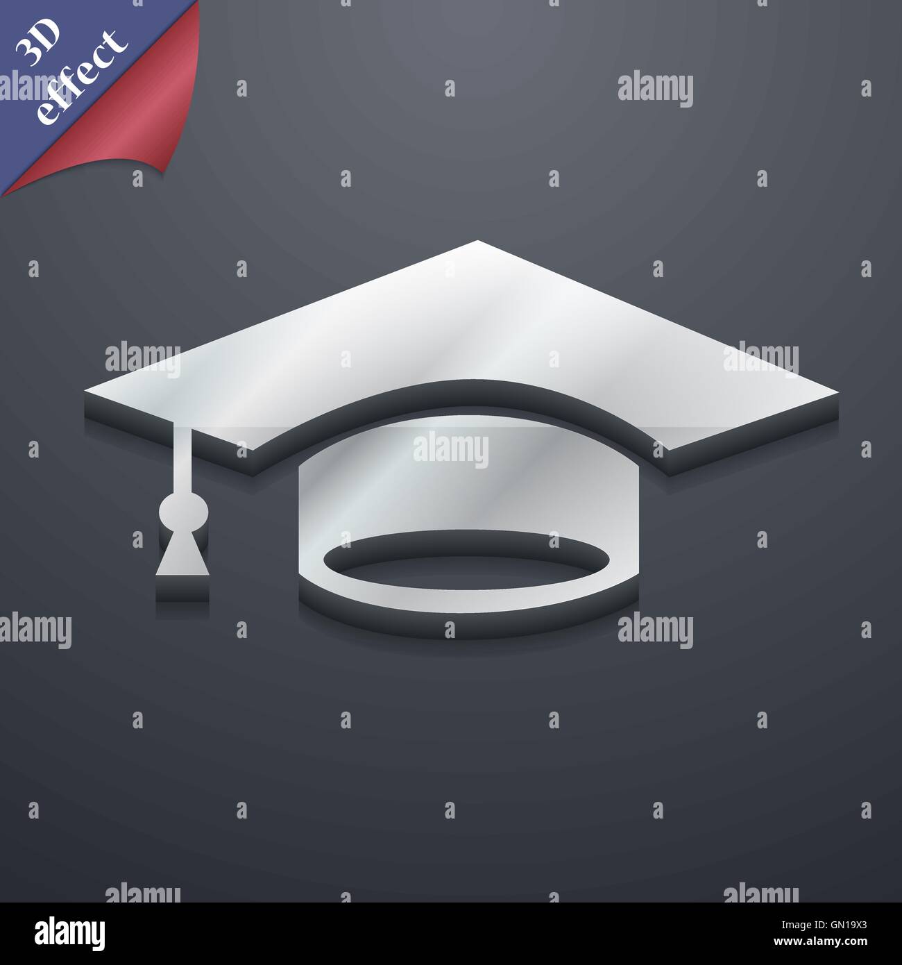 Graduation icon symbol. 3D style. Trendy, modern design with space for ...