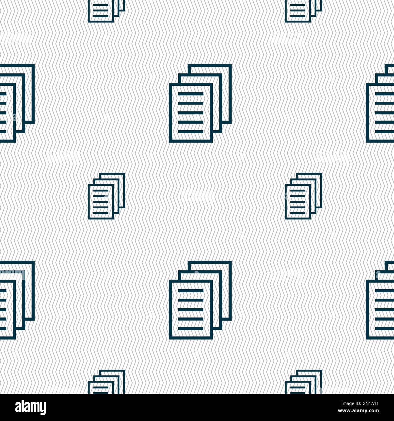 Copy file, Duplicate document icon sign. Seamless pattern with geometric texture. Vector Stock ...