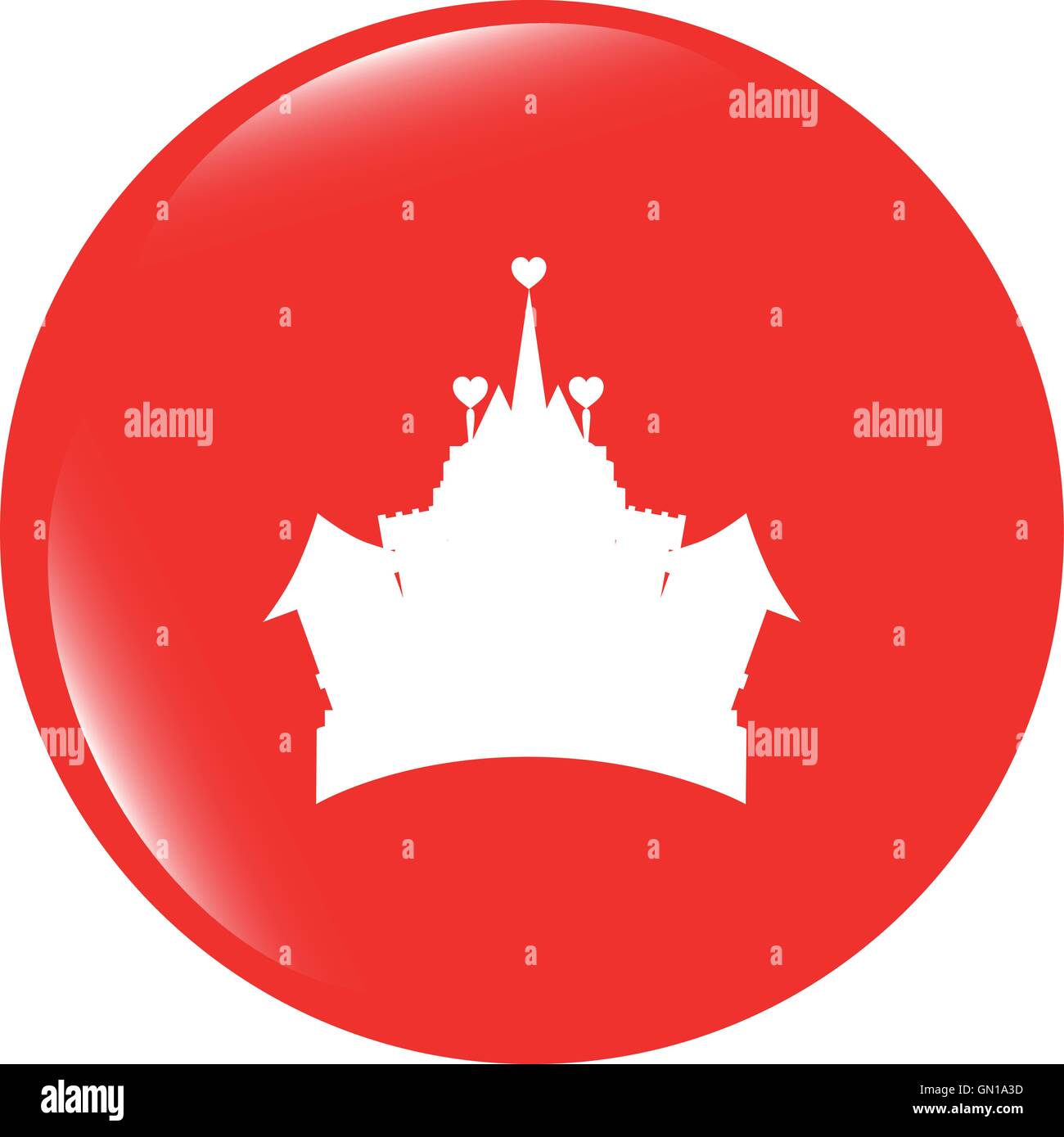 vector Medieval royal castle - web icon button isolated Stock Vector ...