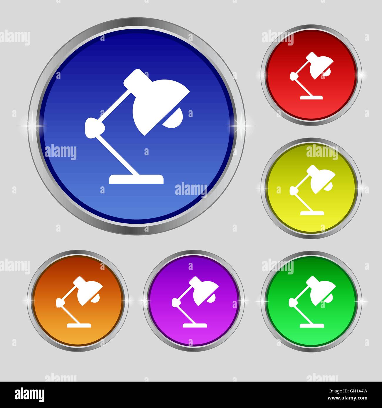 Reading-lamp and lighting, illumination icon sign. Round symbol on ...