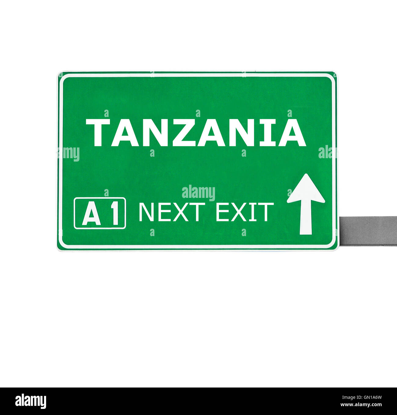 TANZANIA road sign isolated on white Stock Photo - Alamy