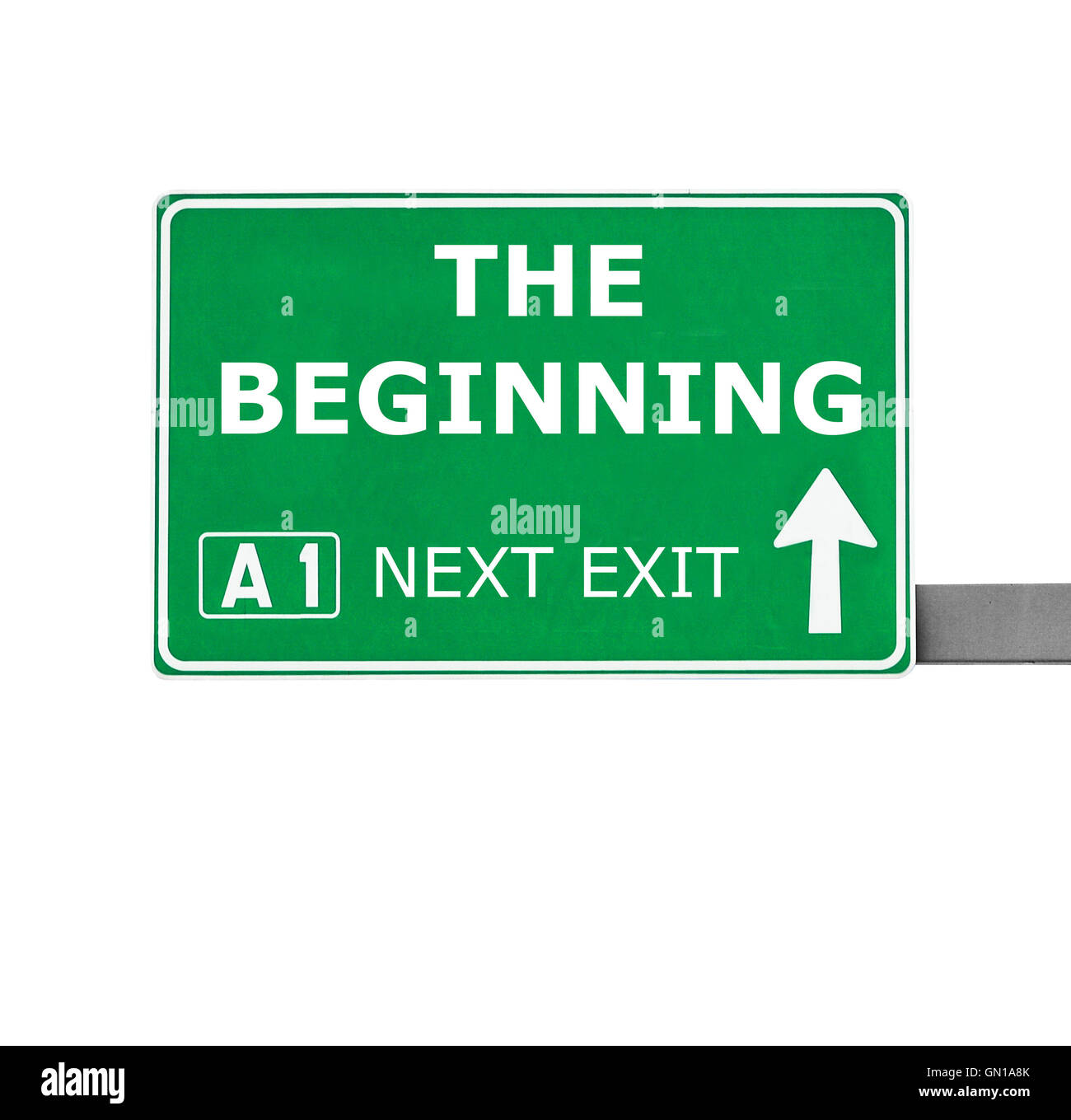 THE BEGINNING road sign isolated on white Stock Photo - Alamy