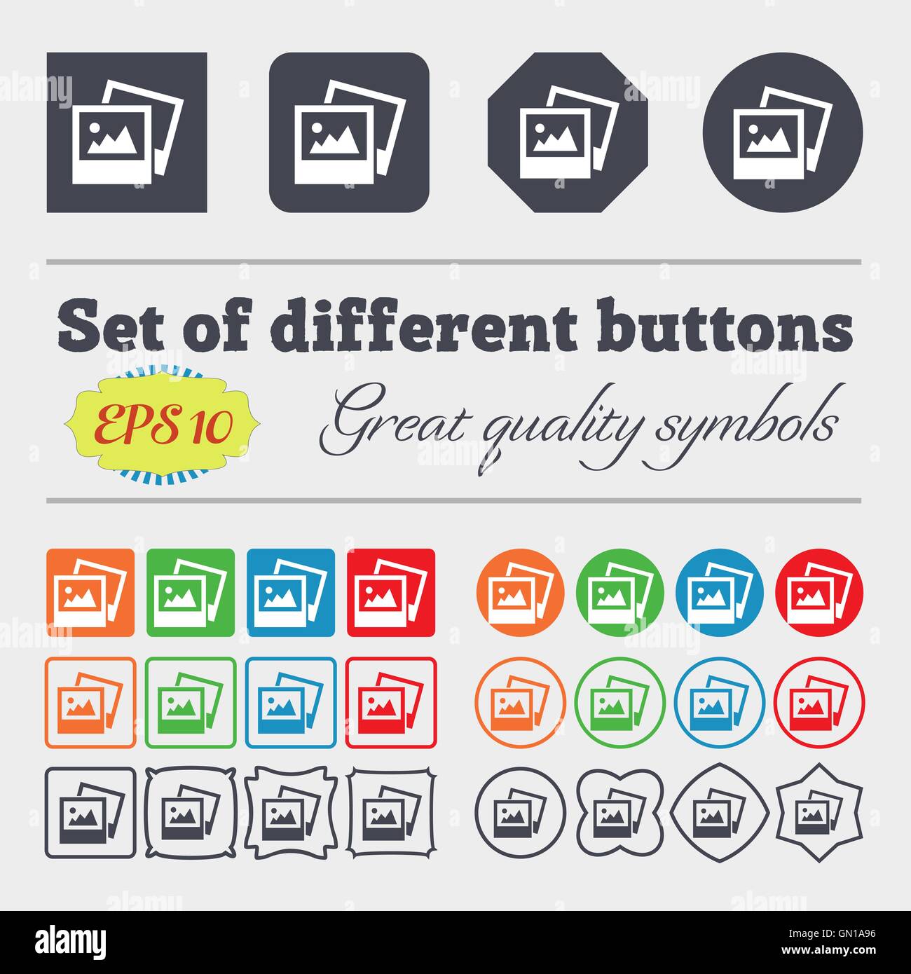 File JPG icon sign. Big set of colorful, diverse, high-quality buttons. Vector Stock Vector ...