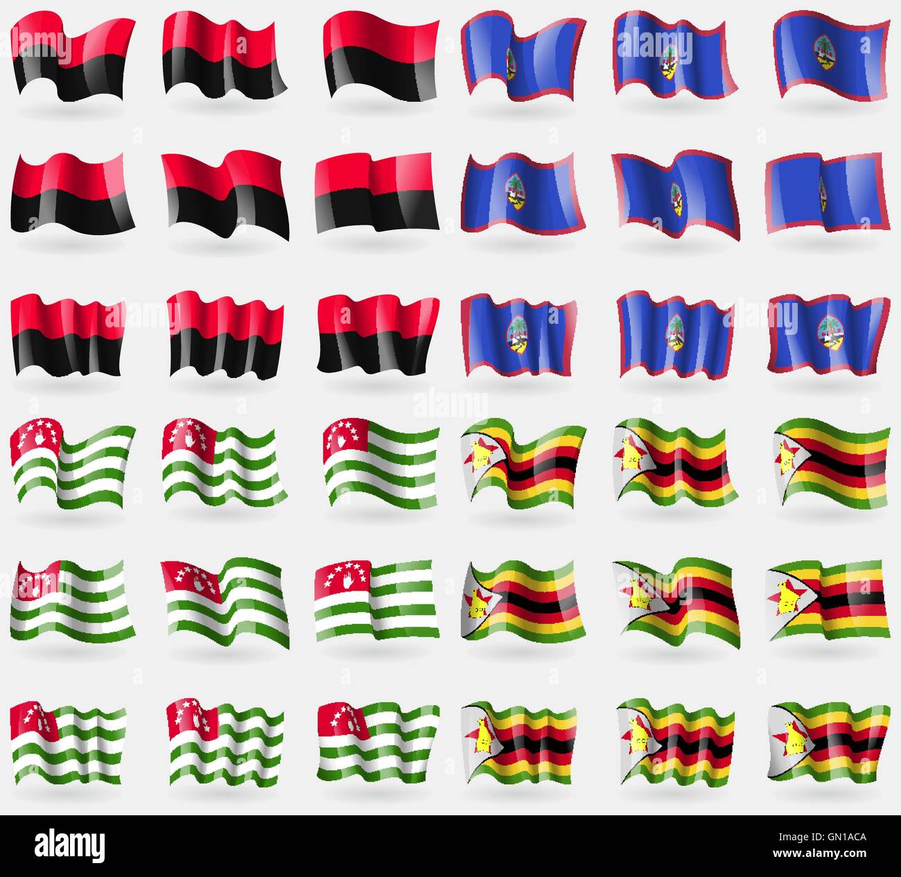 UPA, Guam, Abkhazia, Zimbabwe. Set of 36 flags of the countries of the ...