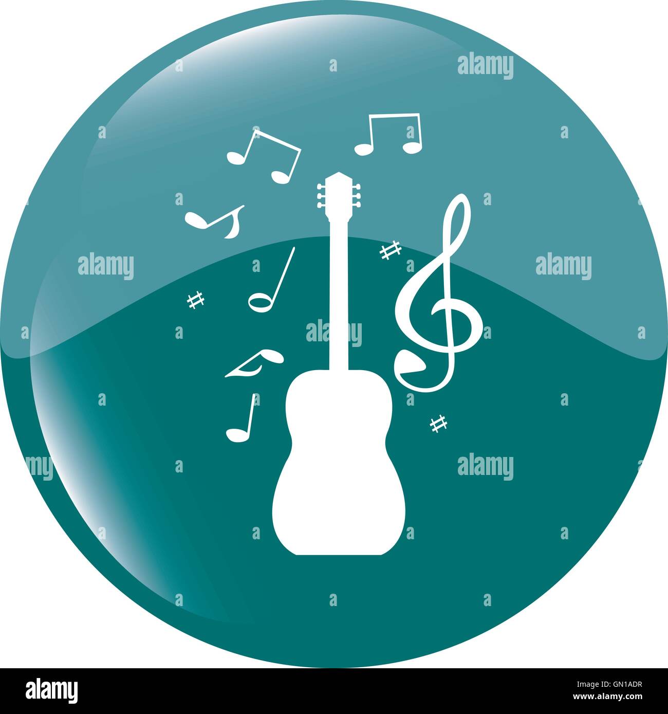 Acoustic guitar sign icon. Music symbol. Web shiny button vector ...