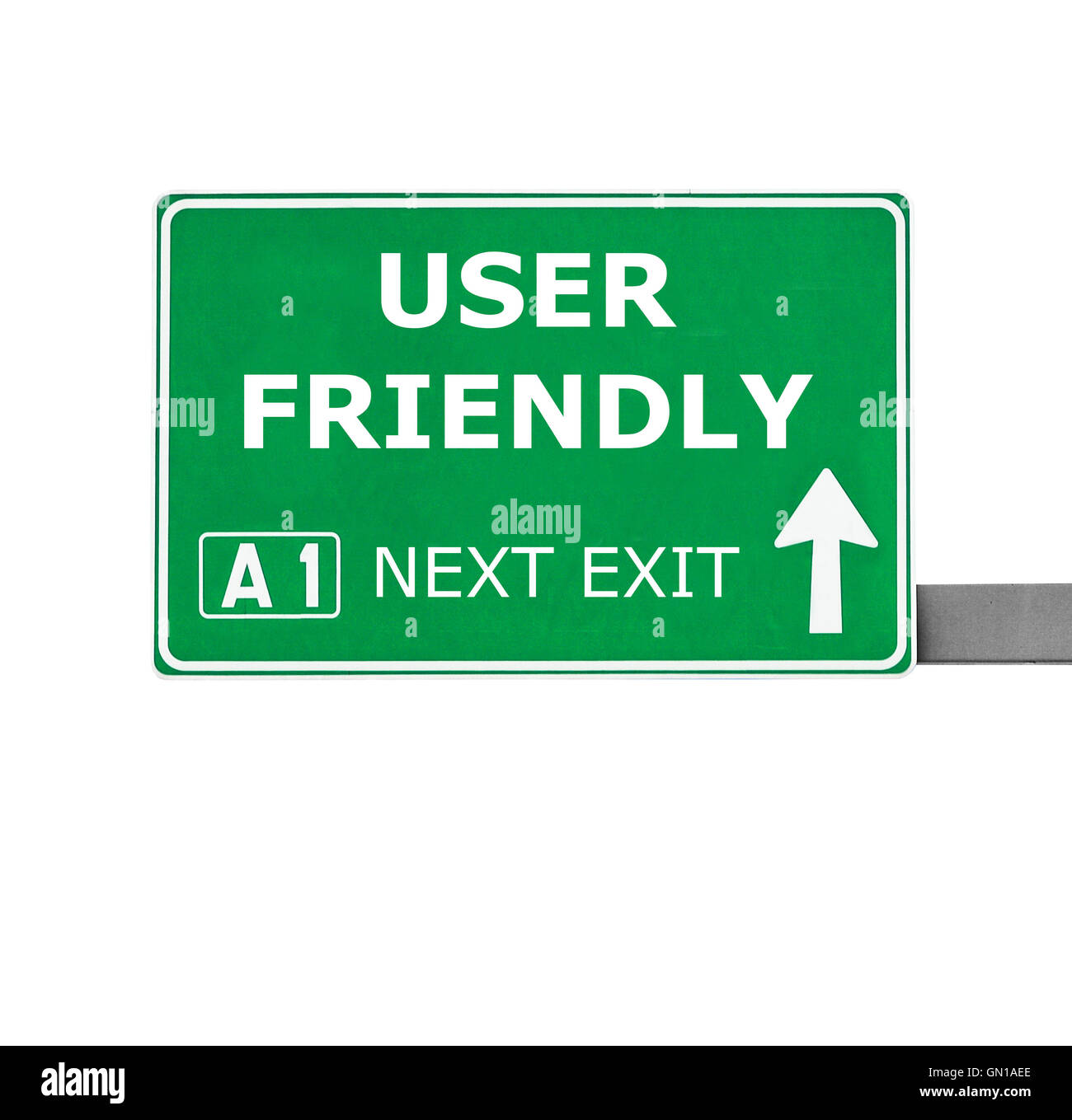 USER FRIENDLY road sign isolated on white Stock Photo - Alamy