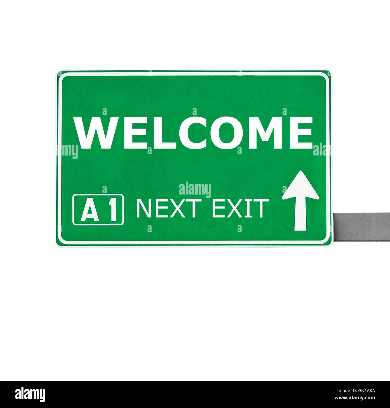 WELCOME road sign isolated on white Stock Photo - Alamy