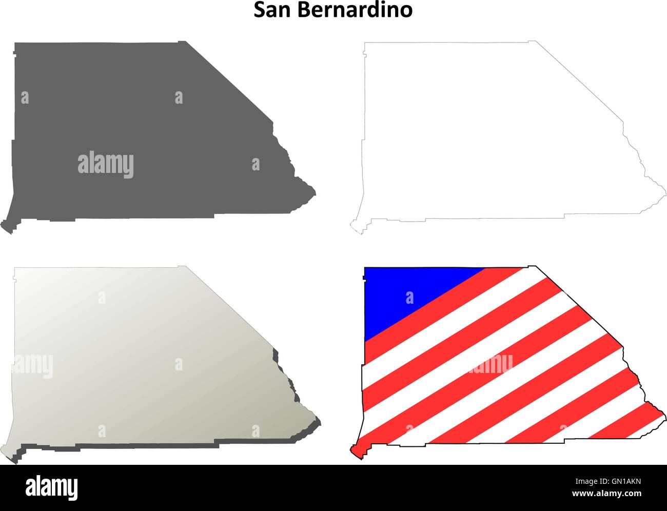 San Bernardino County, California outline map set Stock Vector Image ...