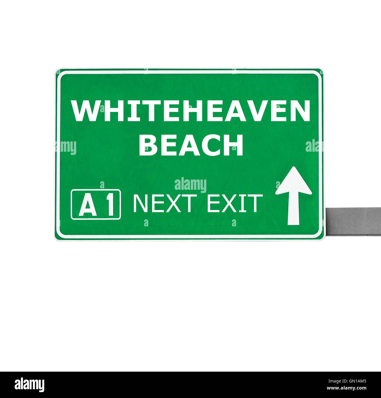 WHITEHEAVEN BEACH road sign isolated on white Stock Photo - Alamy