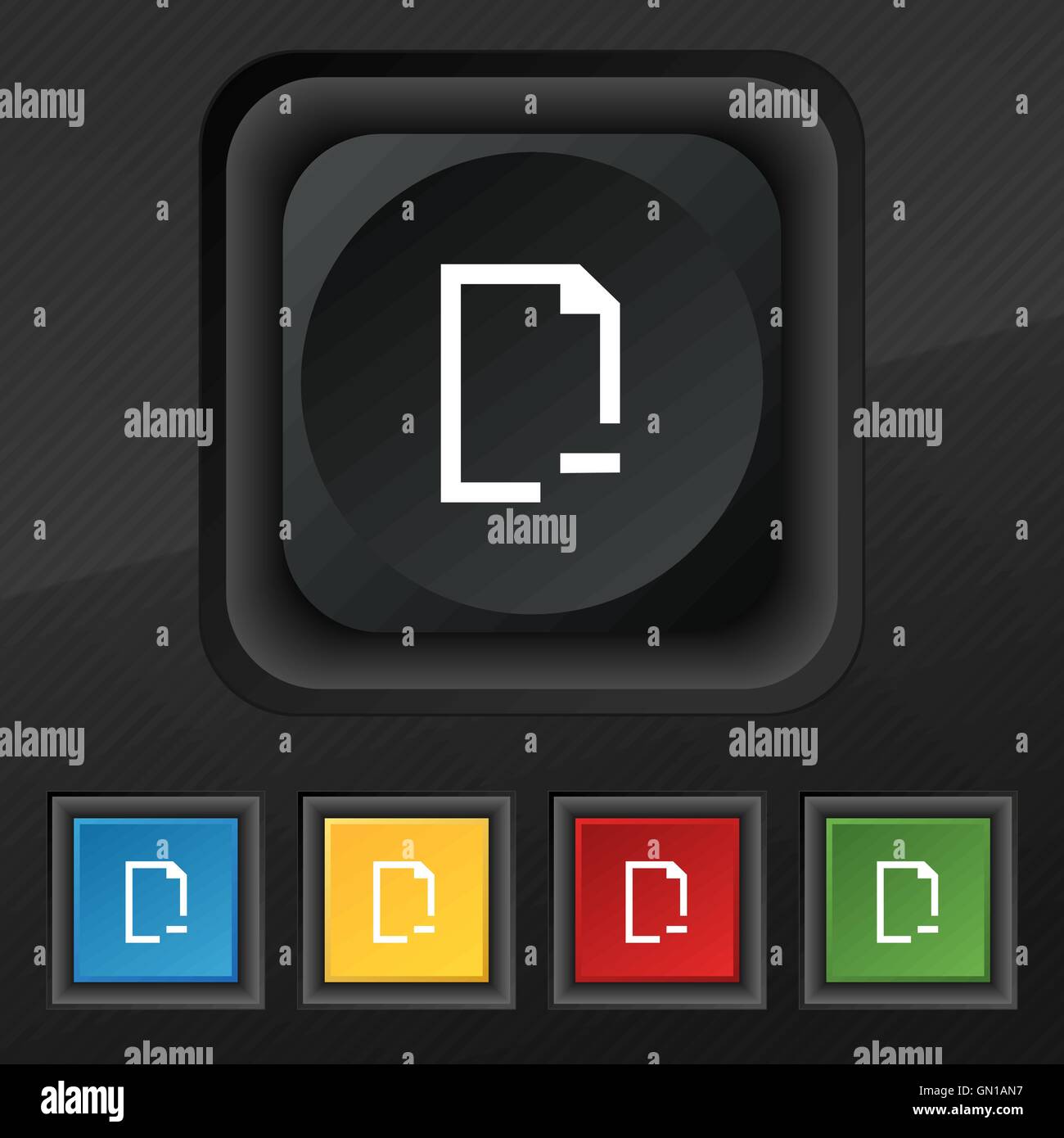 Remove Folder icon symbol. Set of five colorful, stylish buttons on ...