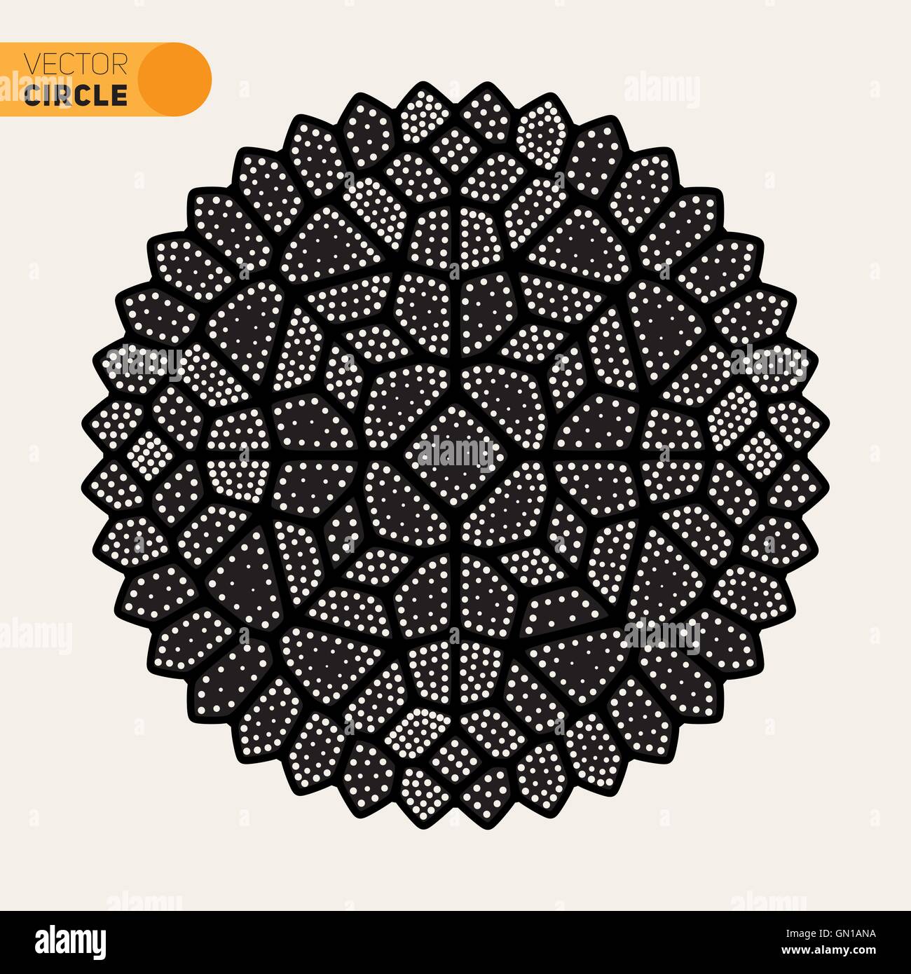 Vector Black and White Dotted Radial Tattoo Style Mandala Ornament ...