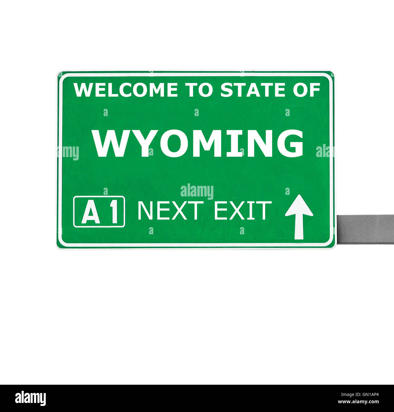 WYOMING road sign isolated on white Stock Photo - Alamy