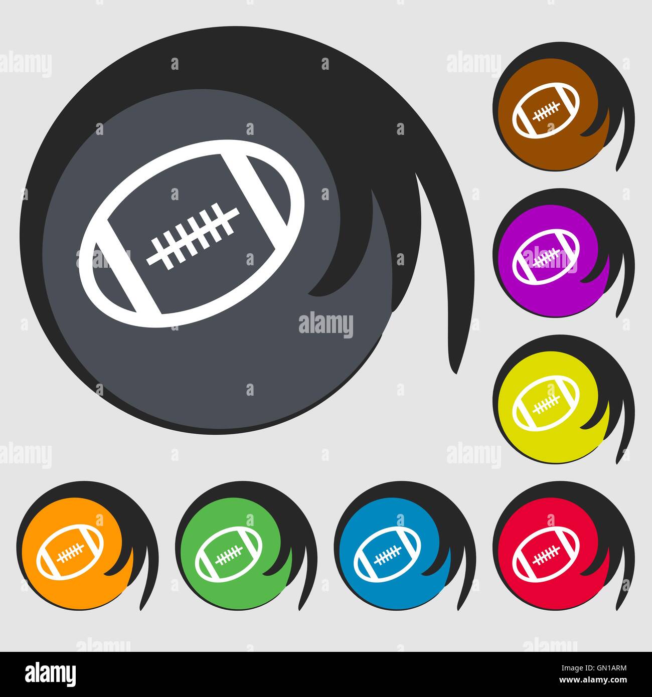 american football icon. Symbols on eight colored buttons. Vector Stock ...