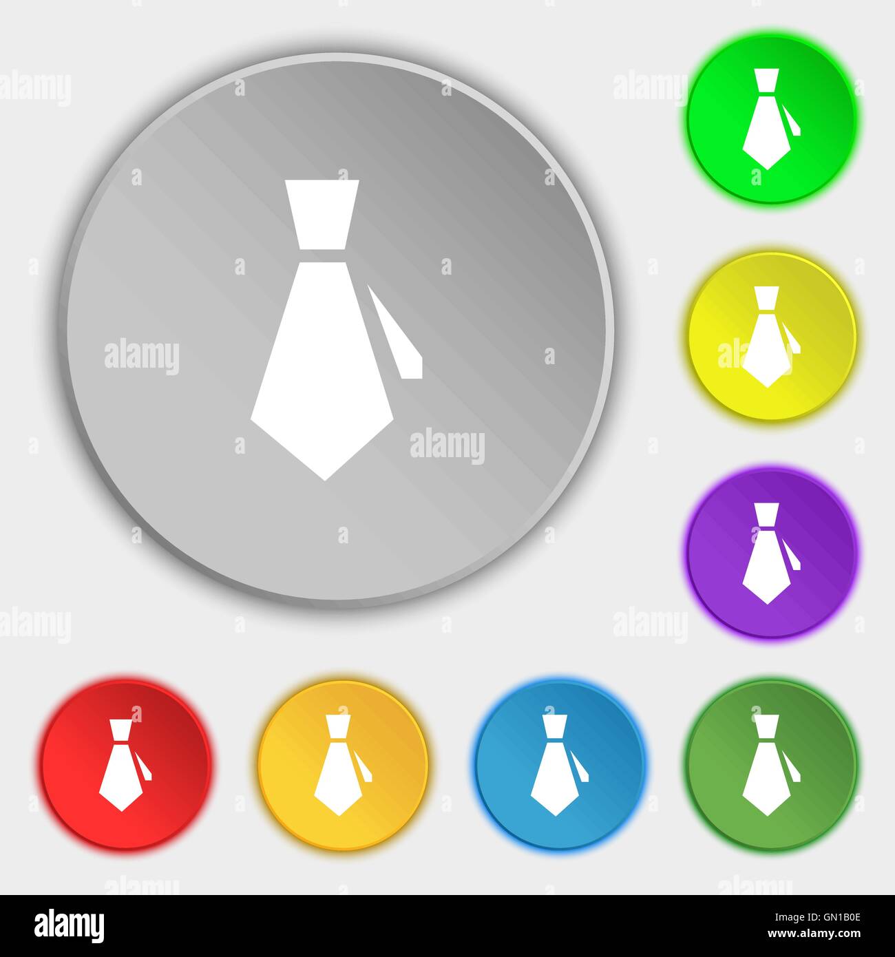 tie icon sign. Symbol on eight flat buttons. Vector Stock Vector Image ...