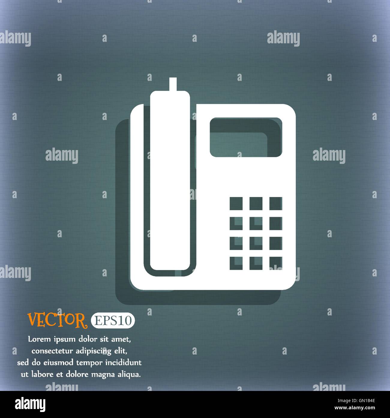 home phone icon. On the blue-green abstract background with shadow and ...