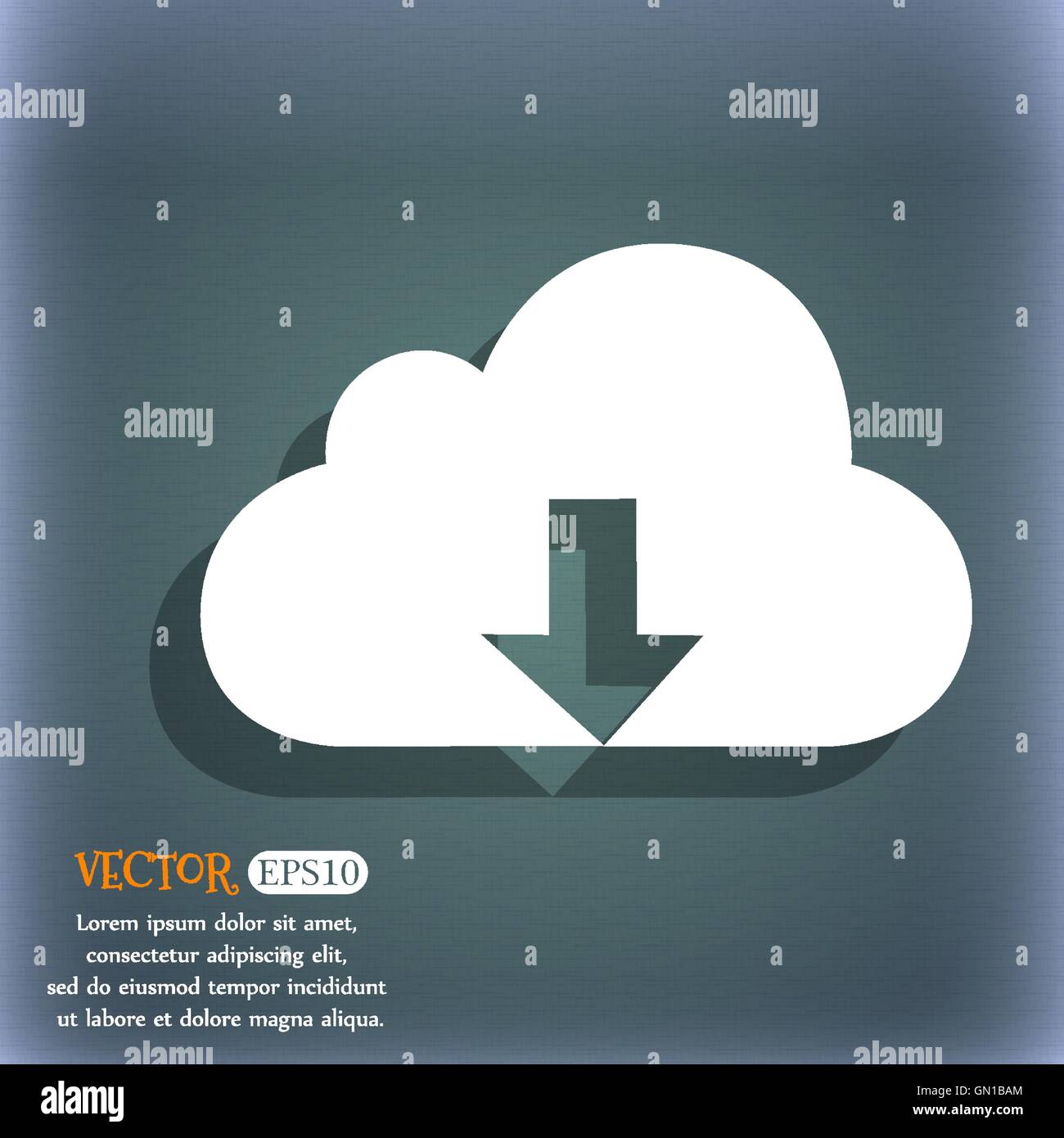 Backup icon. On the blue-green abstract background with shadow and ...