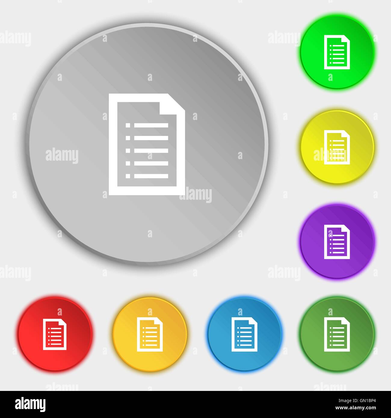 Text file icon sign. Symbol on eight flat buttons. Vector Stock Vector ...
