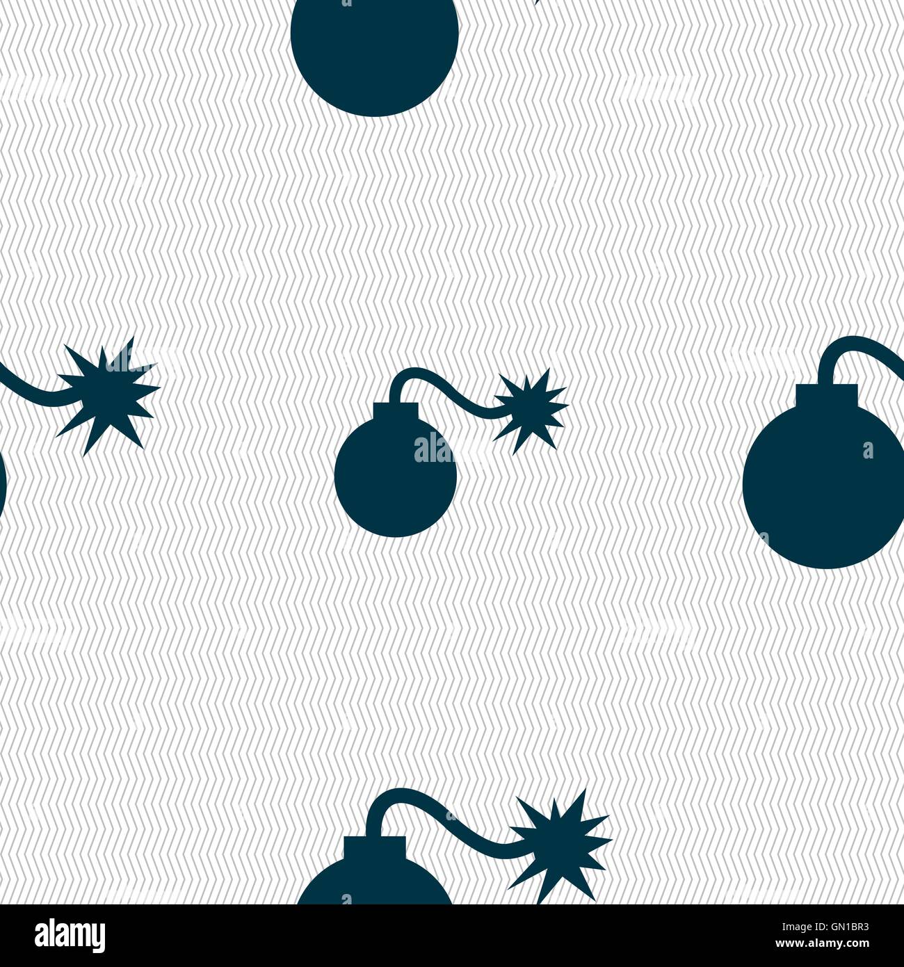 bomb icon sign. Seamless pattern with geometric texture. Vector Stock ...