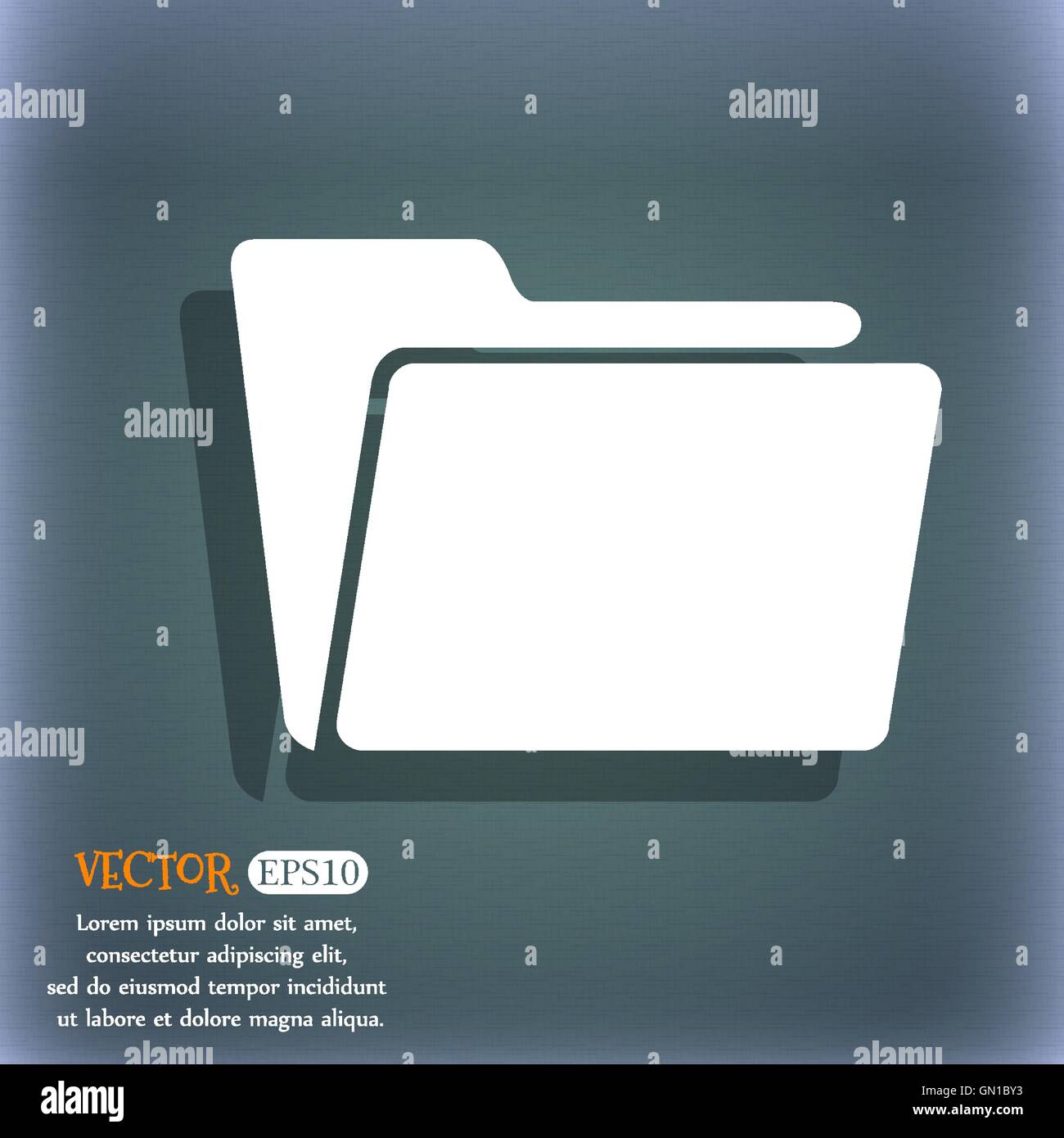 Folder icon. On the blue-green abstract background with shadow and ...