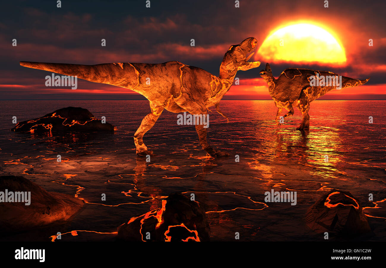 Lava Dinosaurs Extinction Stock Photo - Alamy