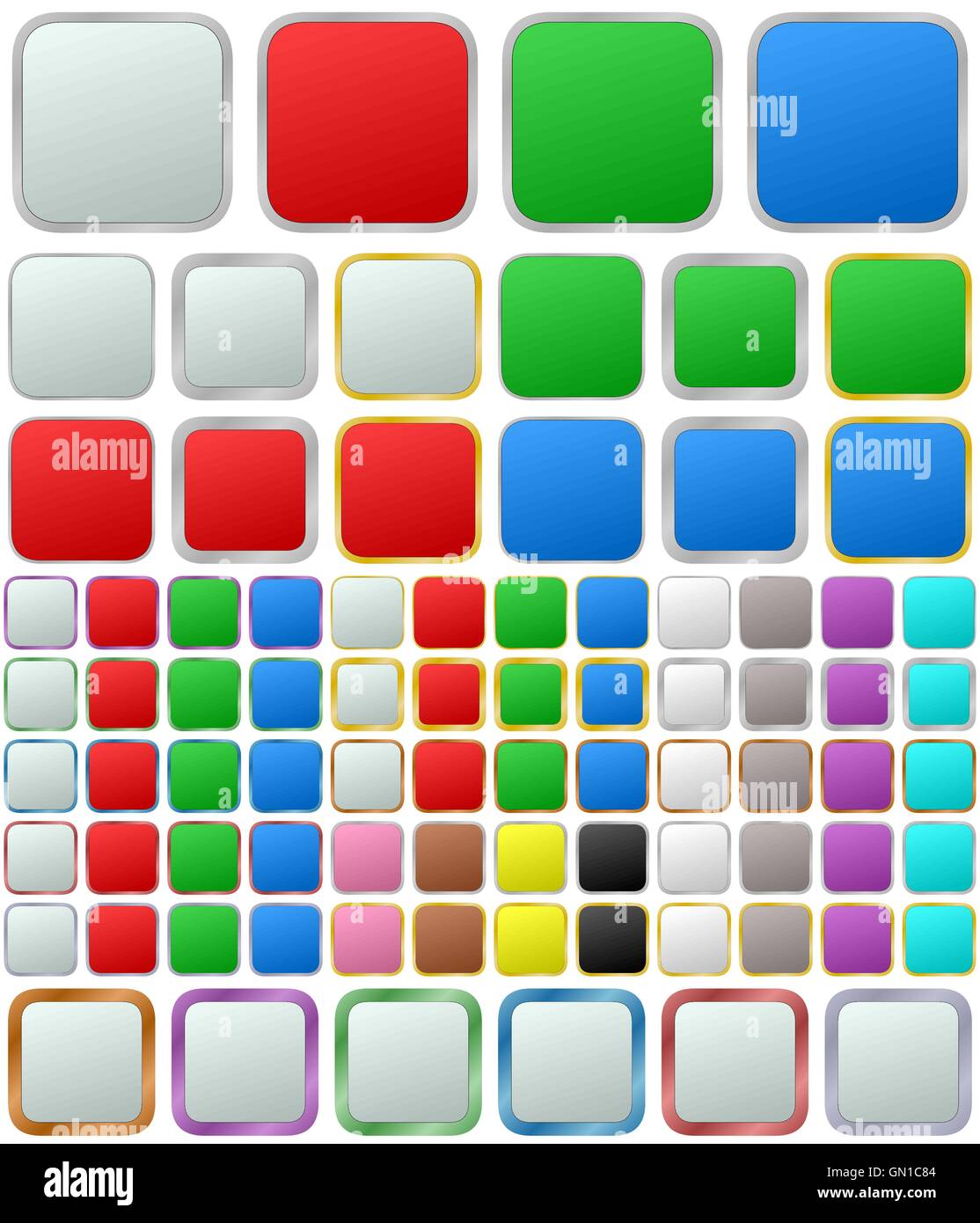 Color Metallic Rounded Square Button Set Stock Vector Image And Art Alamy