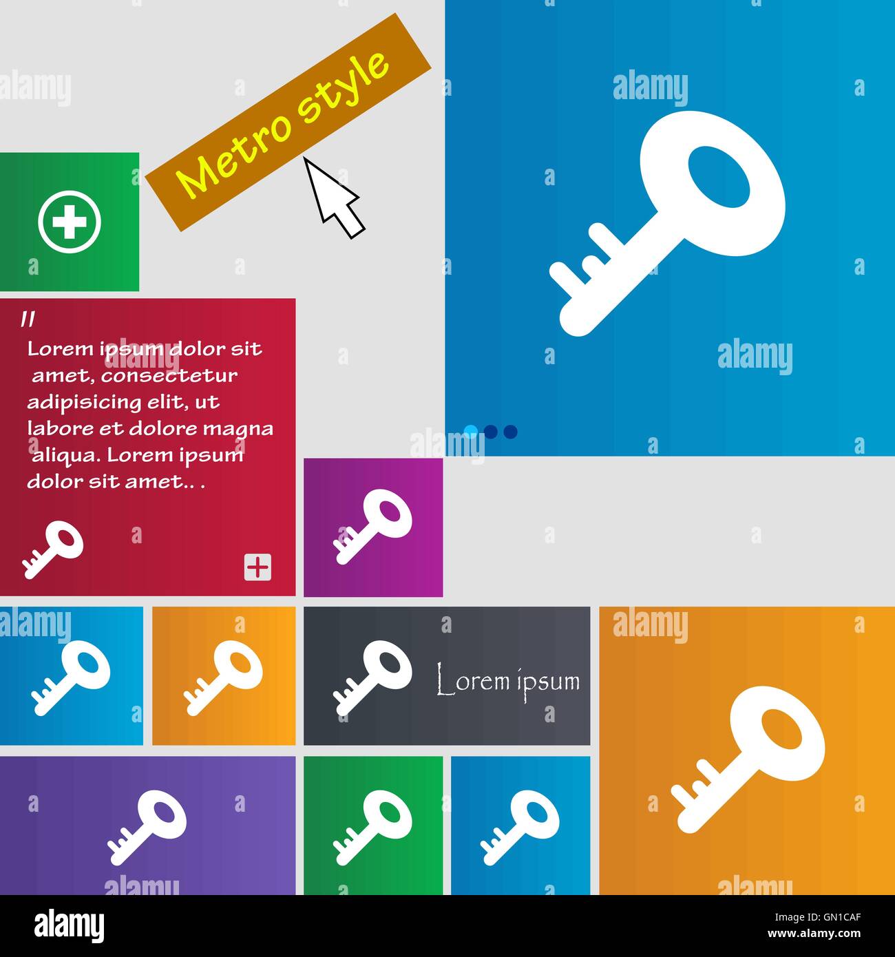 Key icon sign. buttons. Modern interface website buttons with cursor pointer. Vector Stock ...