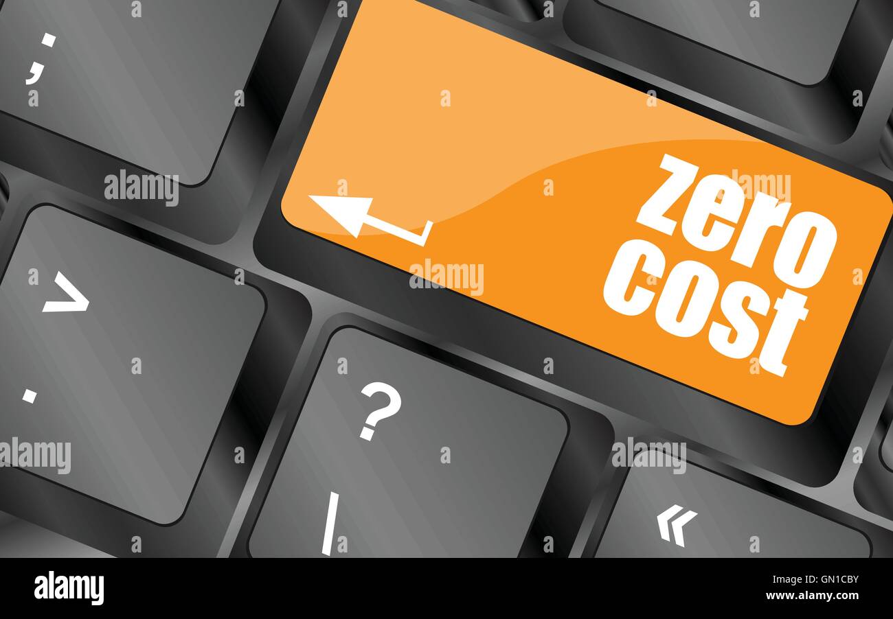 zero cost button on computer keyboard key, vector illustration Stock ...