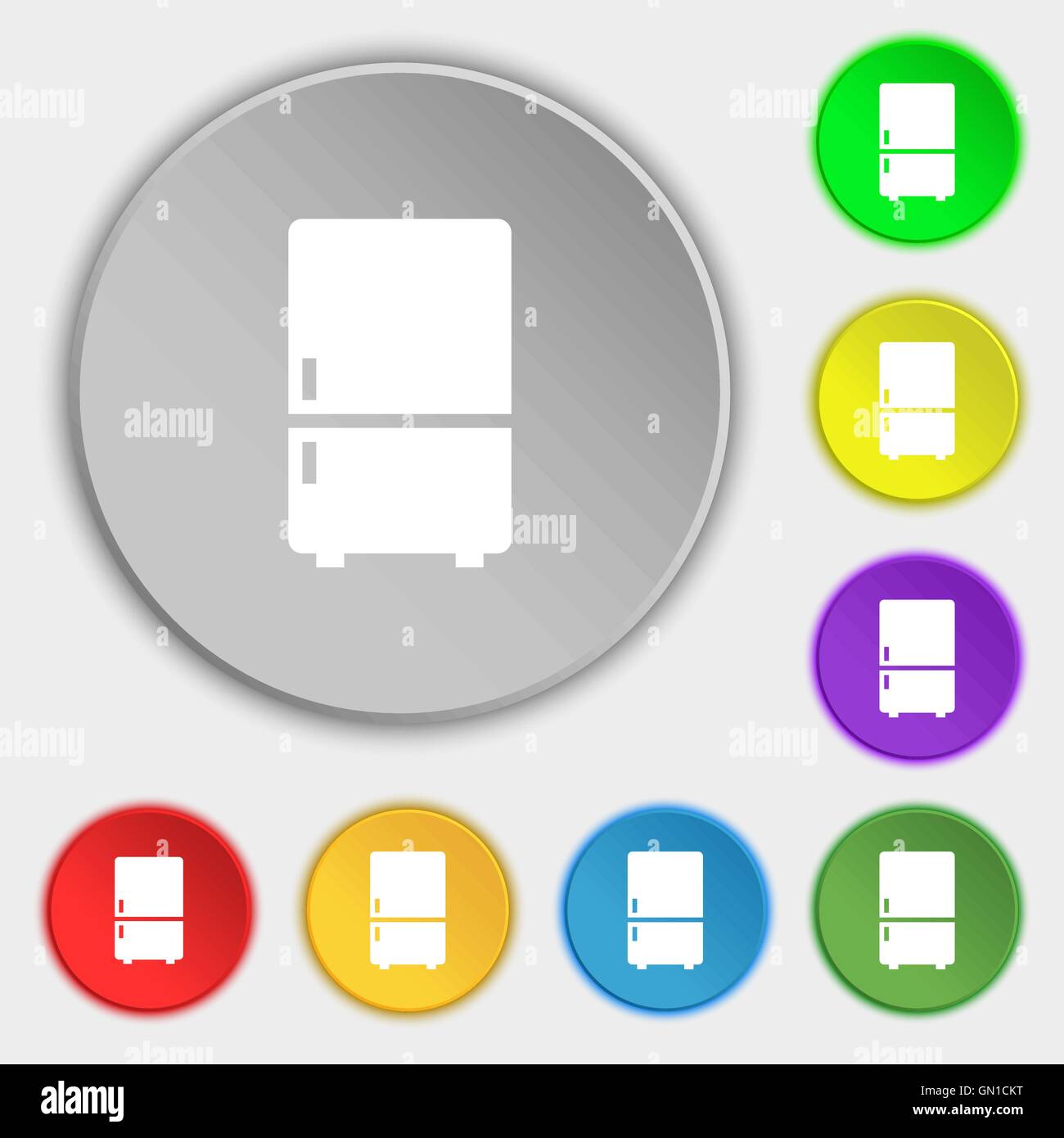 Refrigerator icon sign. Symbol on eight flat buttons. Vector Stock ...