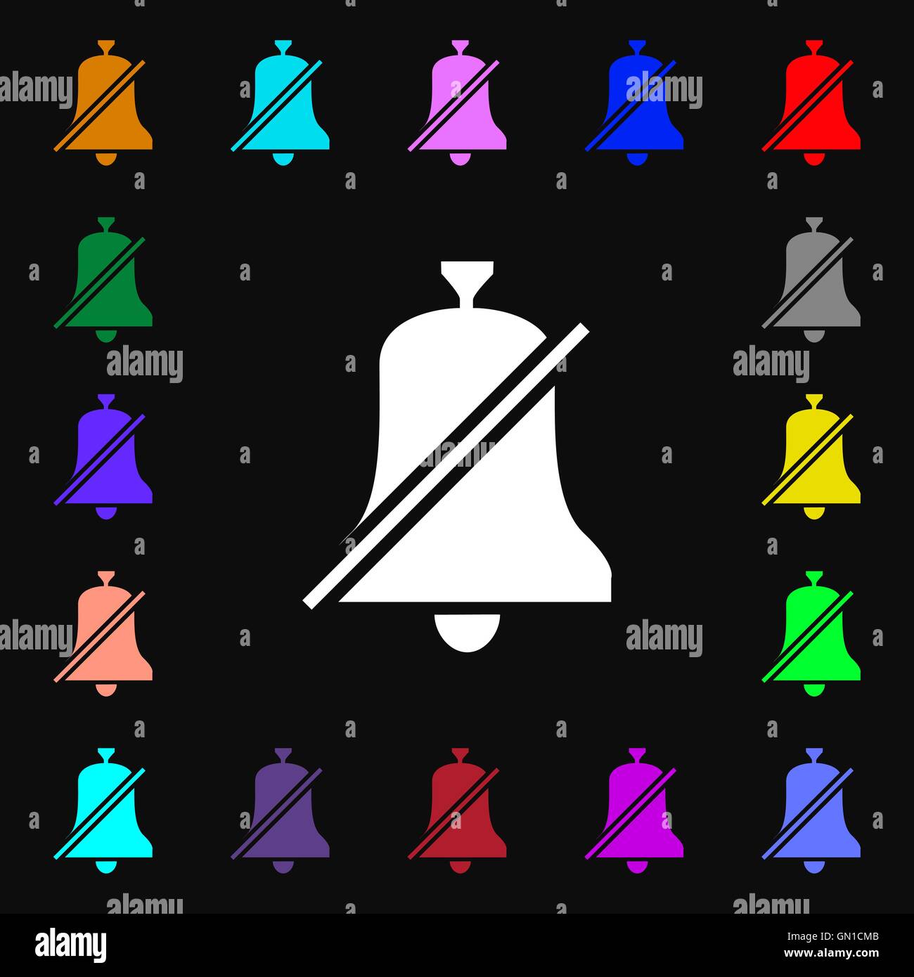 No bell, Prohibition icon sign. Lots of colorful symbols for your ...