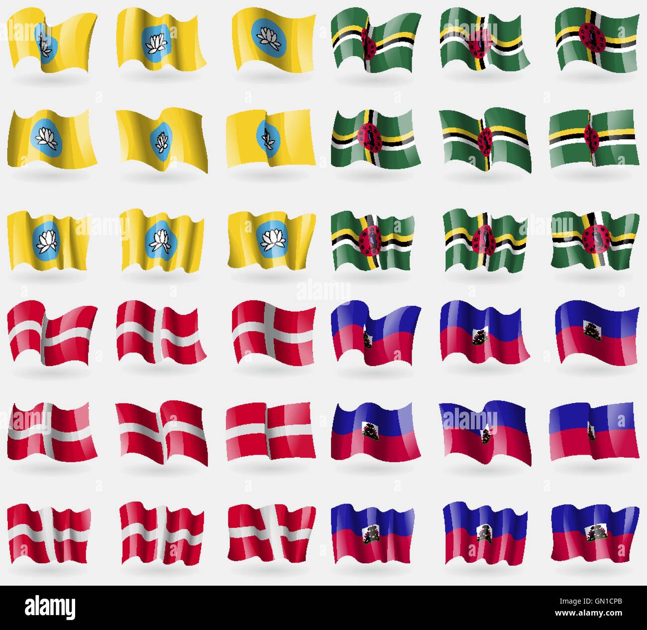 Kalmykia, Dominica, Military Order Malta, Haiti. Set of 36 flags of the ...