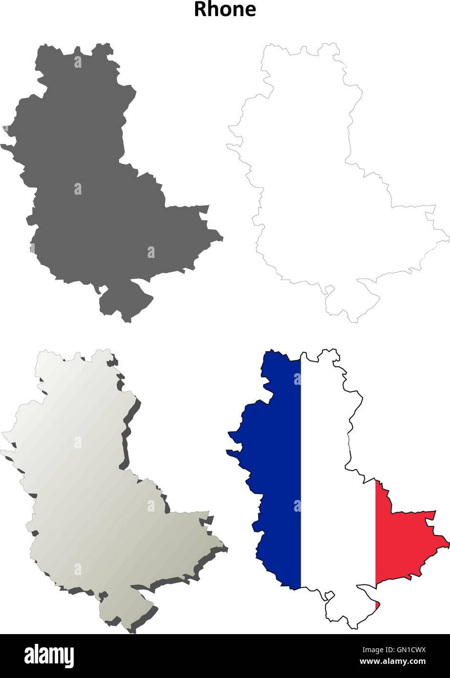 Lyon vector outline map hi-res stock photography and images - Alamy