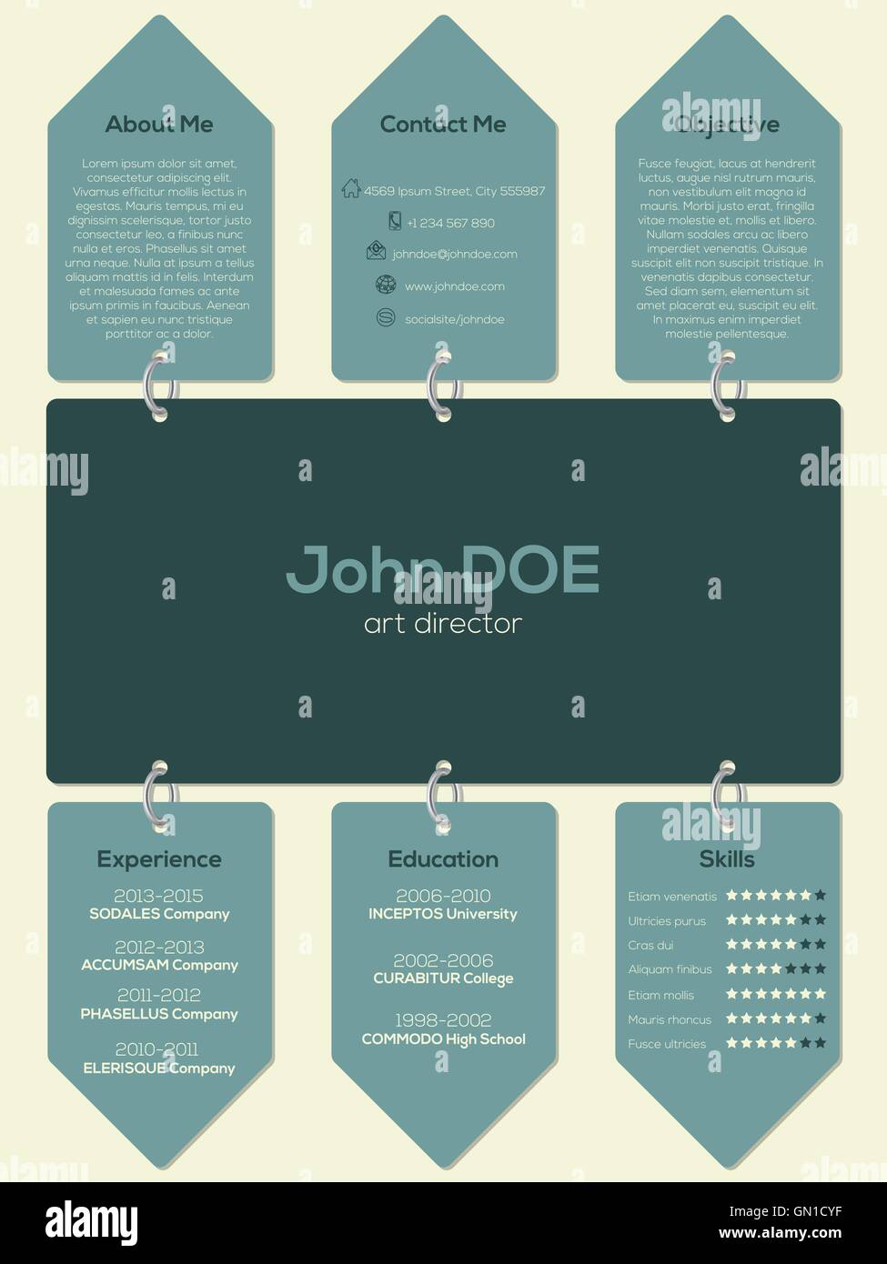 Modern resume cv template with chain and tags Stock Vector Image & Art ...
