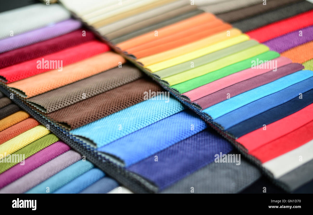Group of multicolored fabrics Stock Photo - Alamy