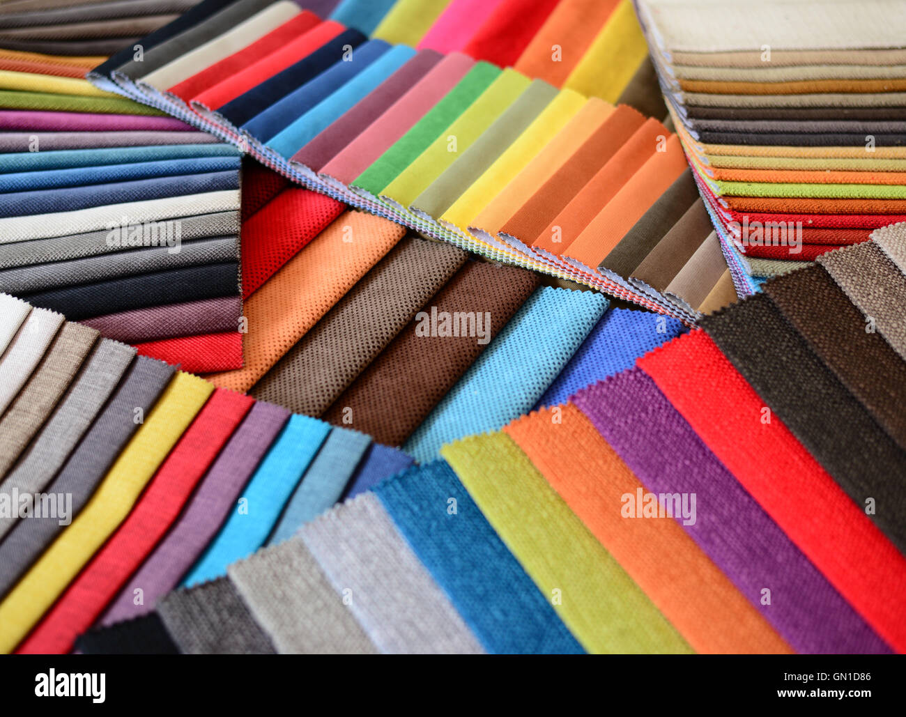 Group of multicolored fabrics Stock Photo - Alamy